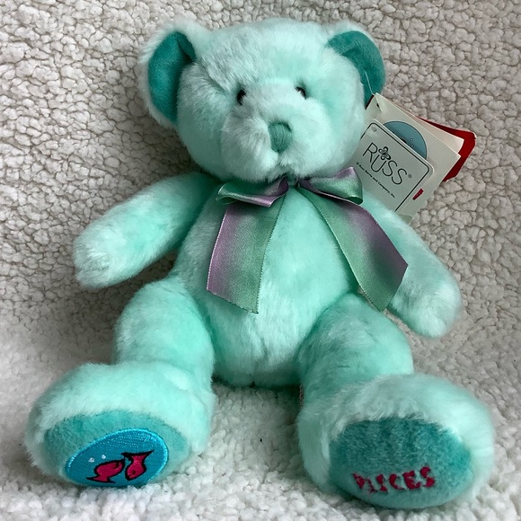 Russ Berrie | Toys | Russ Berrie Co Teal Pisces Bear Plush Stuffed ...